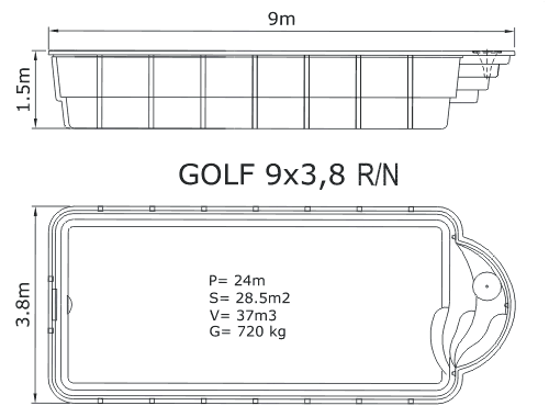Ceramic Gelcoat Golf Range Pool - My Pool Direct 👙