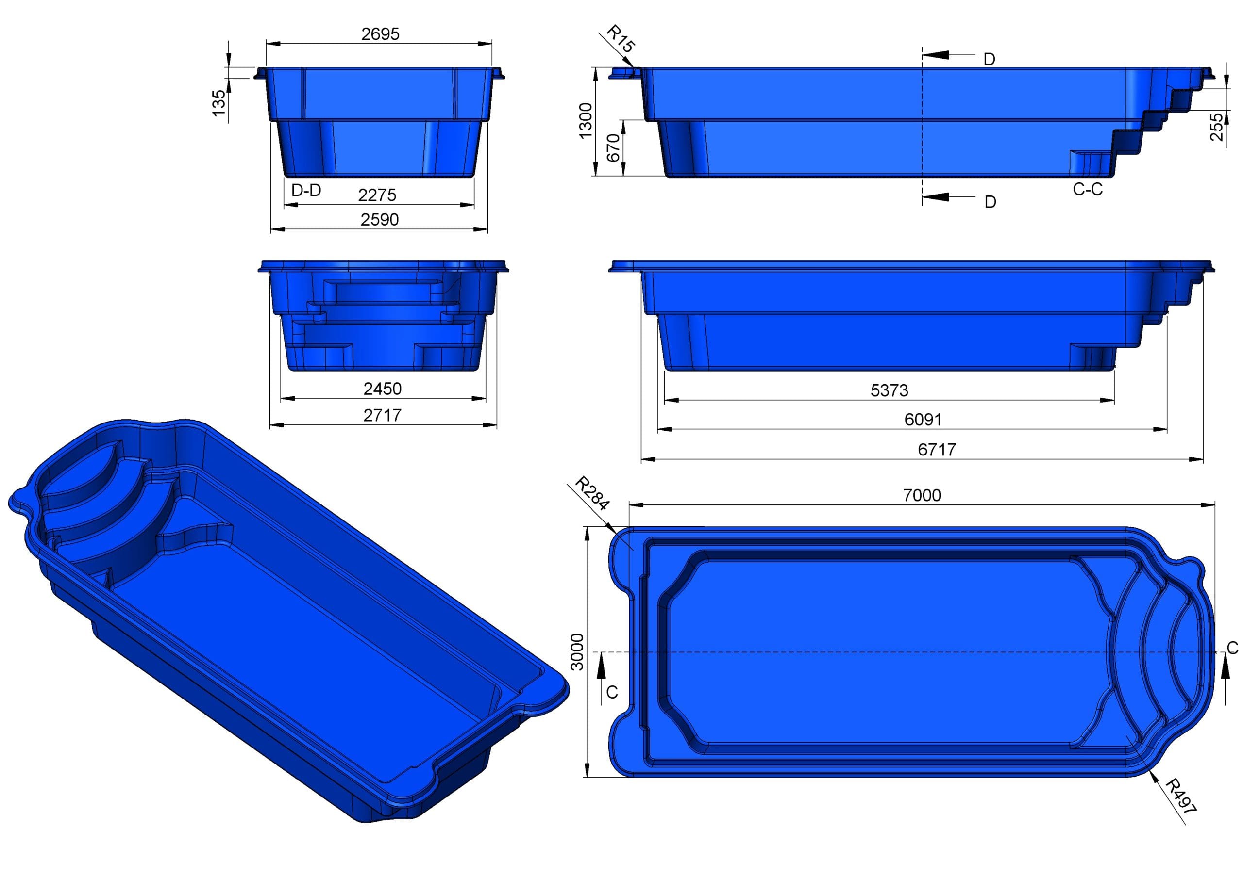 Lindos 7m x 3m x 1.3m Swimming Pool - My Pool Direct 🤿