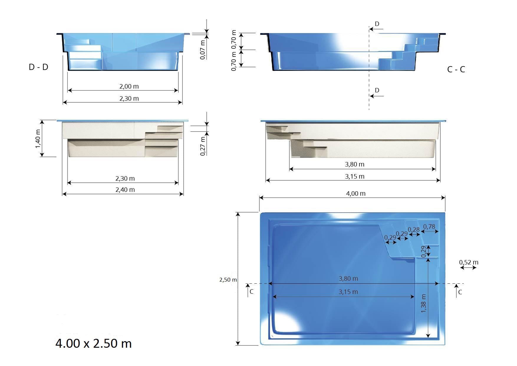 Orlando 4m x 2.5m x 1.4m Swimming Pool - My Pool Direct 💦